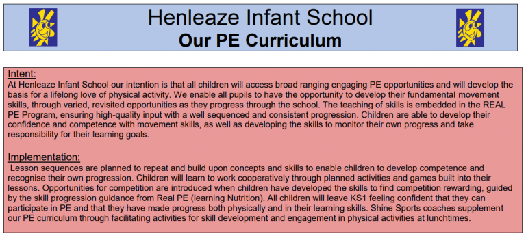 PE – Henleaze Infant School